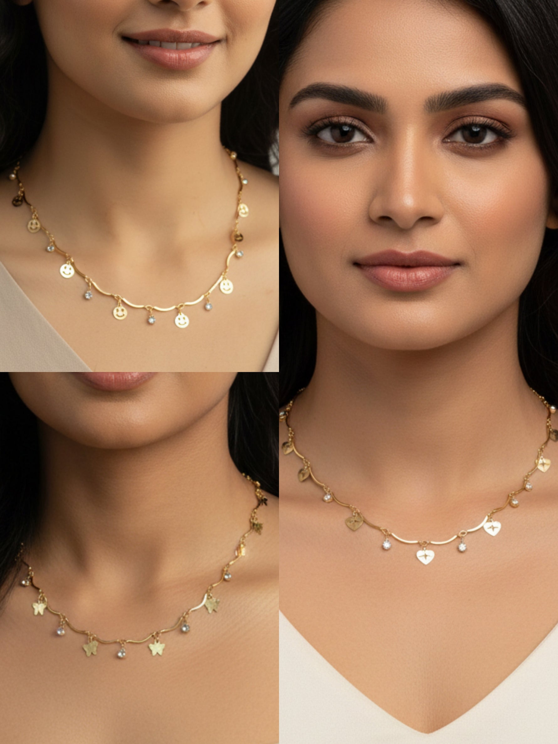 JHB Diamond and Gold Plated Short Tanmaniya Chain For Women And Girls ...