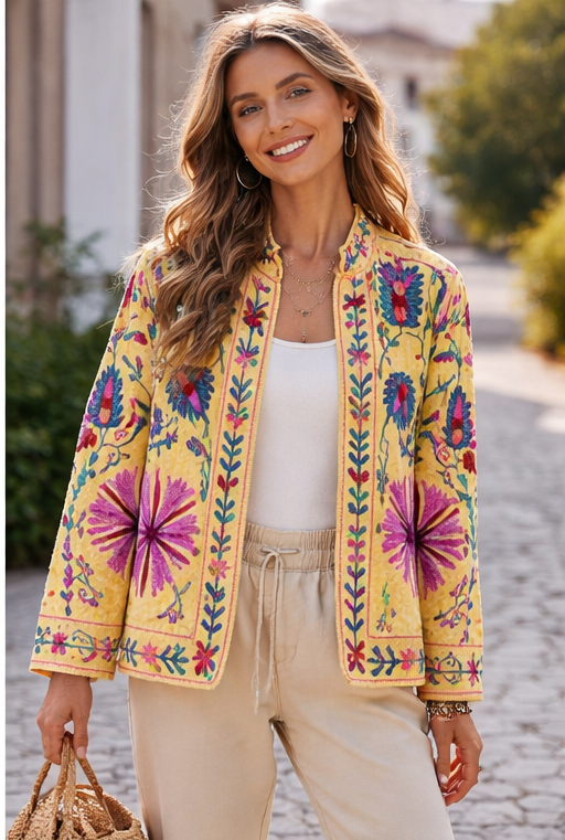 Cotton Velvet Embroidered Jacket – Indymandi