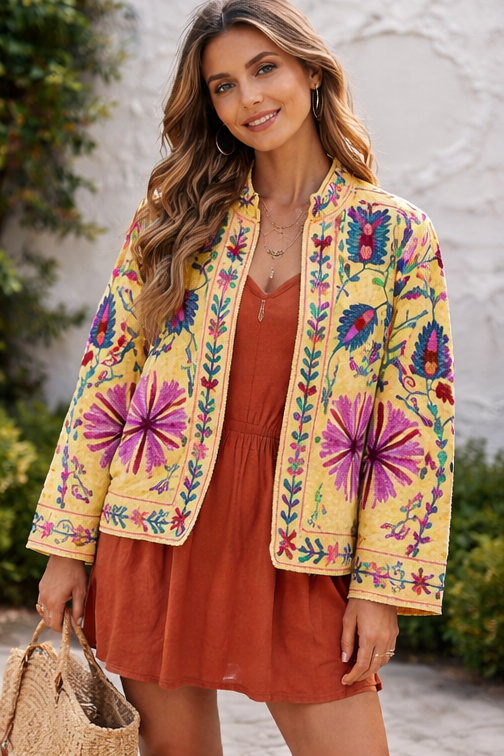 Cotton Velvet Embroidered Jacket – Indymandi